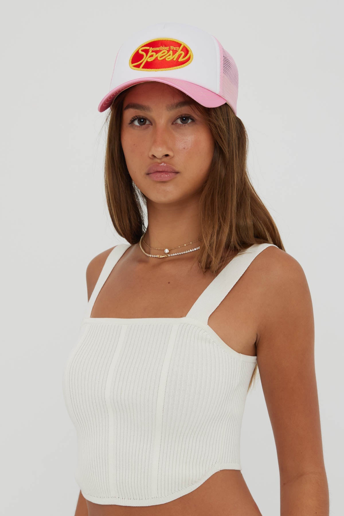 Pink & White Foam Spesh Trucker – Ruby's Boutique